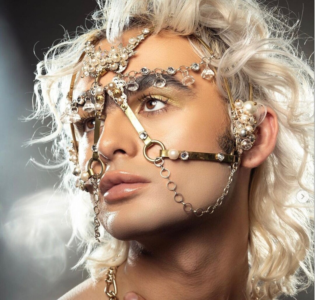 Pearl Armour Metal & Pearl Face Harness Chain Mask - Etsy