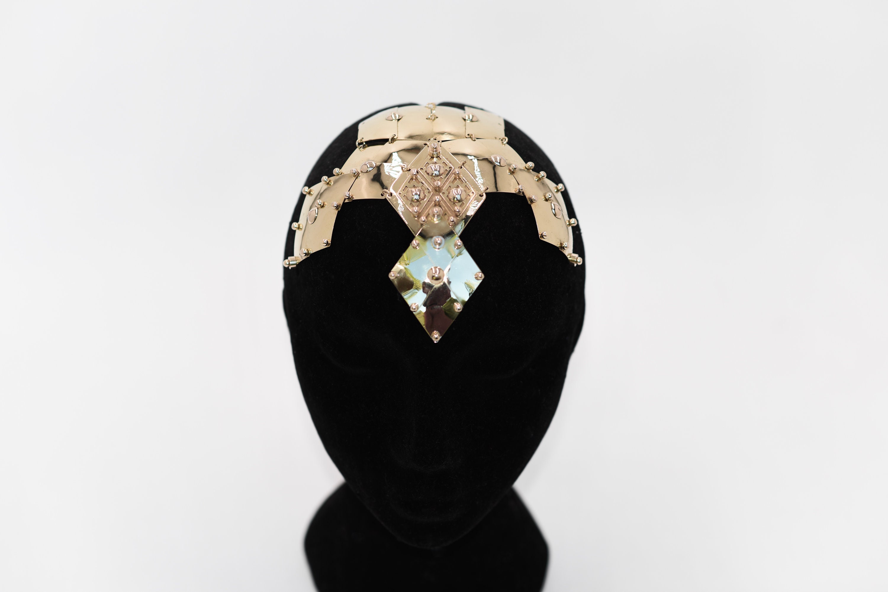 Gold shield helmet headpiece | Etsy