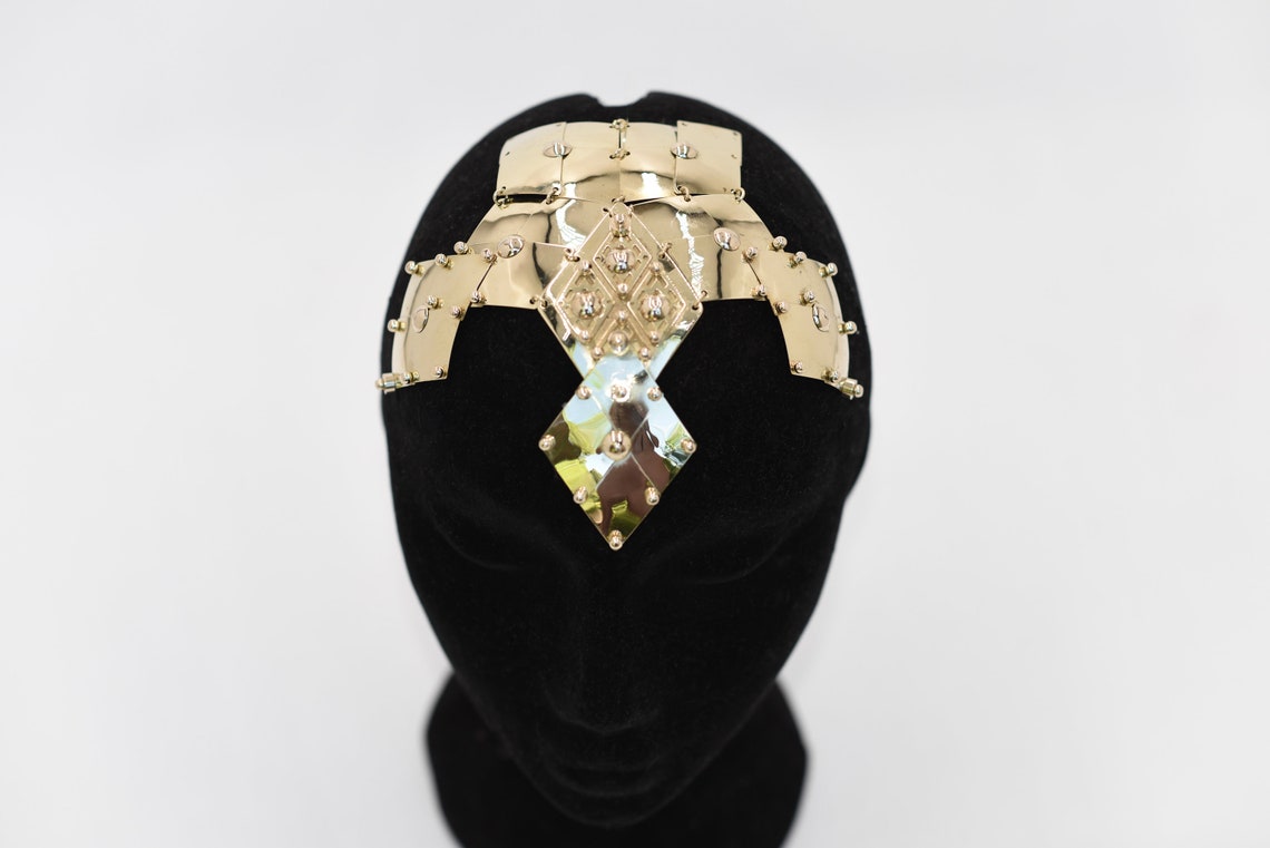 Gold shield helmet headpiece | Etsy