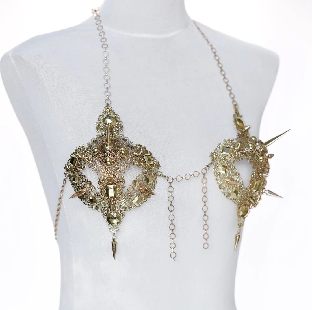 GOLD Metal Bra With Swarovski Crystals - Etsy