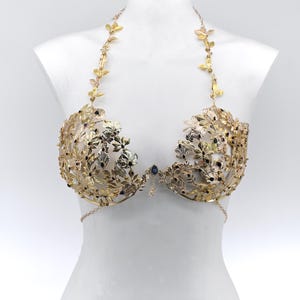 24K Gold Plated Blue Zirconia Bra Custom Handmade - Etsy