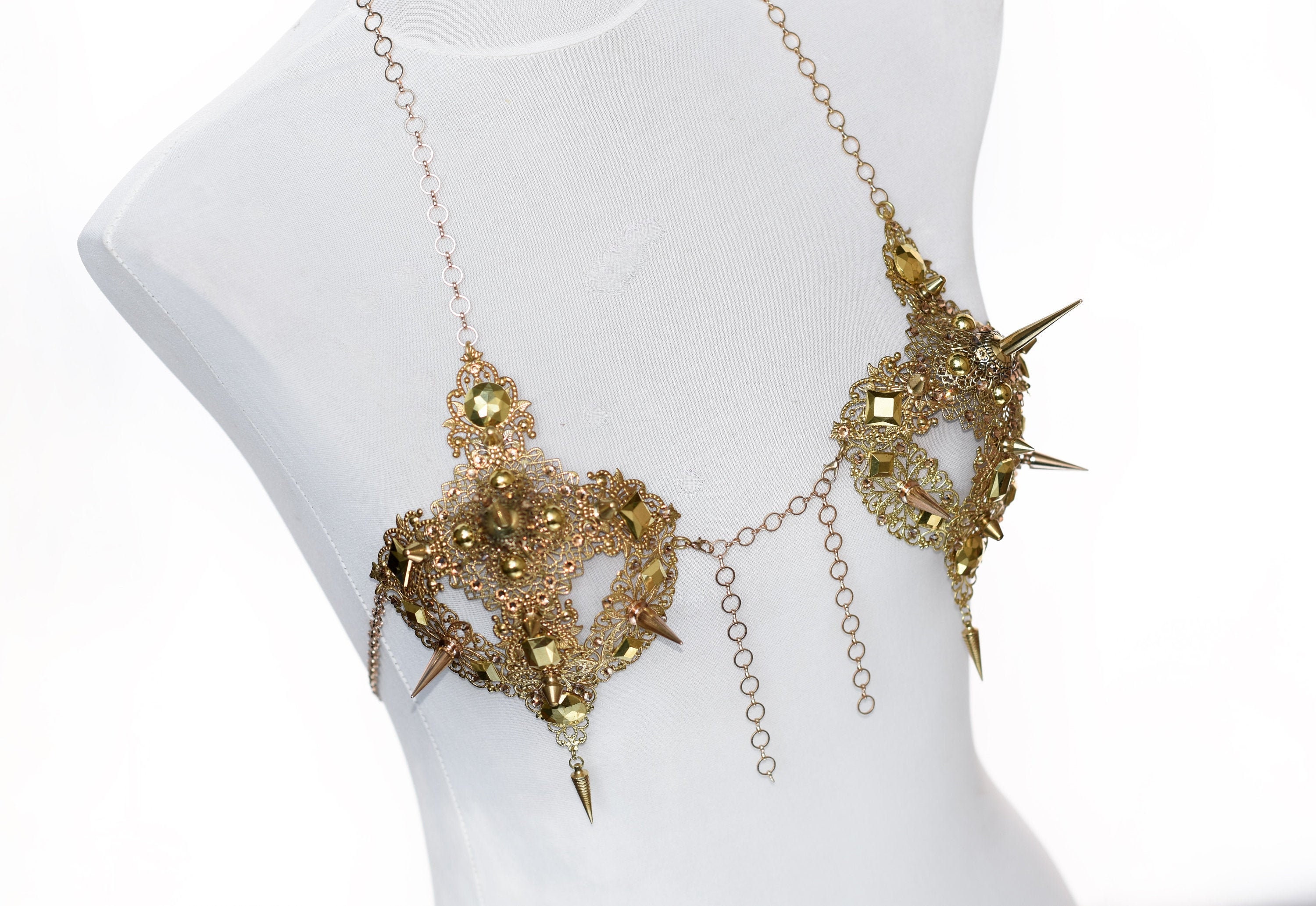 GOLD Metal Bra With Swarovski Crystals - Etsy