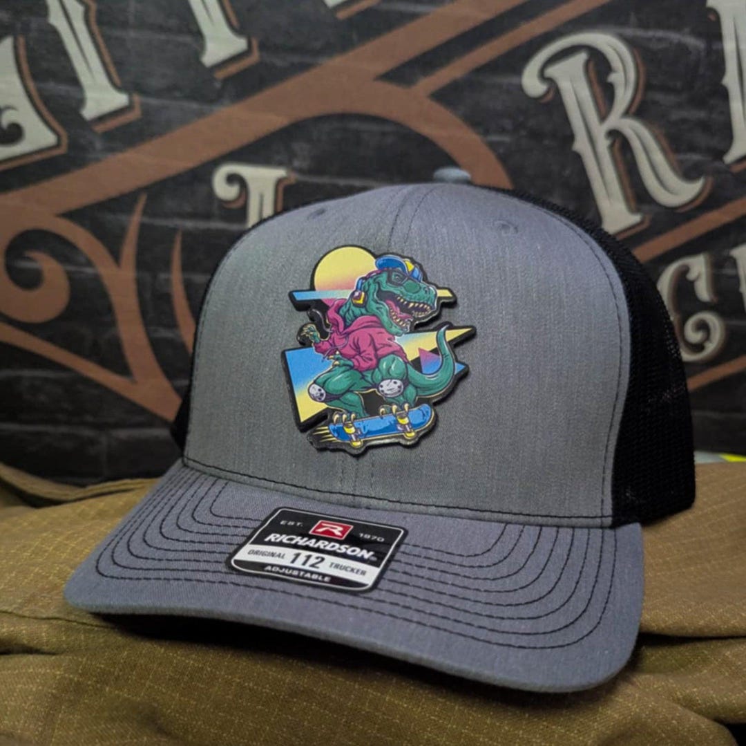 Skater Rex Leather Patch Hat - Etsy
