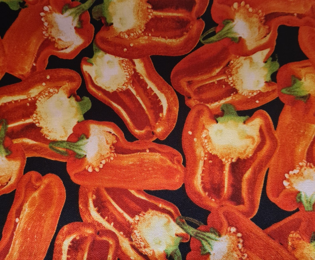 Red Pepper Fabric - Capsicum Fabric - 100% Cotton - Quilting Fabric ...