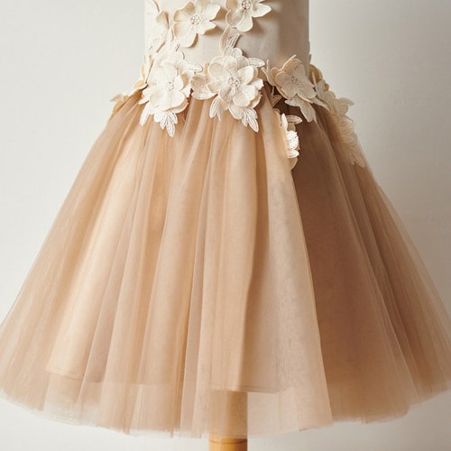 Lace Champagne Flower Girl Dress Tulle Flower Girl Dress Etsy