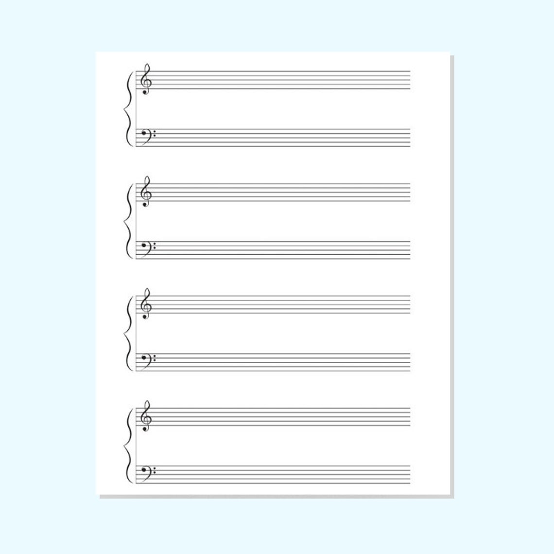 Sheet Music, Blank Manuscript Paper, Instant Download, Printable PDF ...