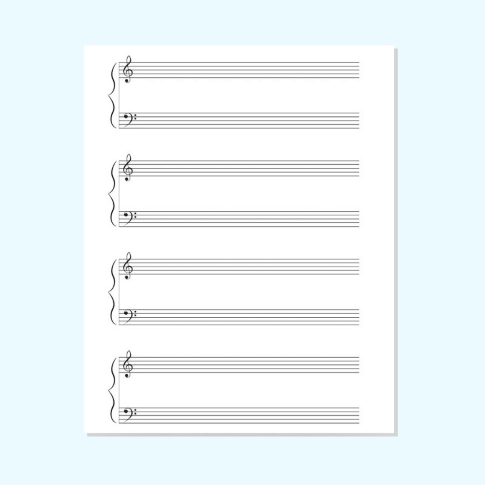 Sheet Music, Blank Manuscript Paper, Instant Download, Printable PDF ...