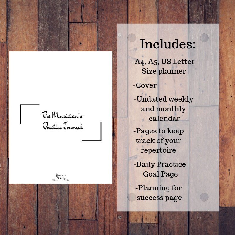 Printable Practice Planner, Practice Plan, Music Journal, Musician ...