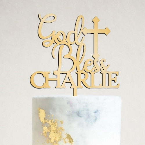 Baptism Cake Topper God Bless Cake Topper First Holy - Etsy Canada