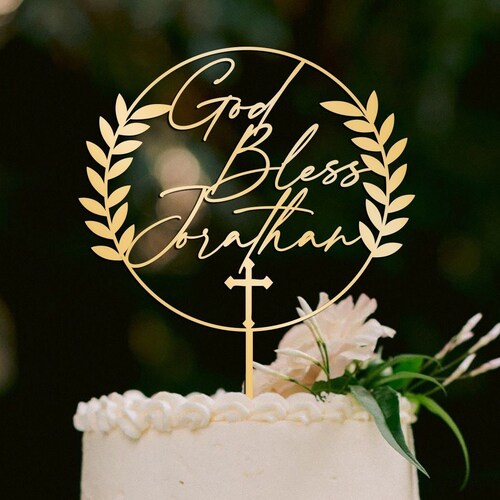 Rustic Baptism Cake Topper Personalized First Communion Cake | Etsy