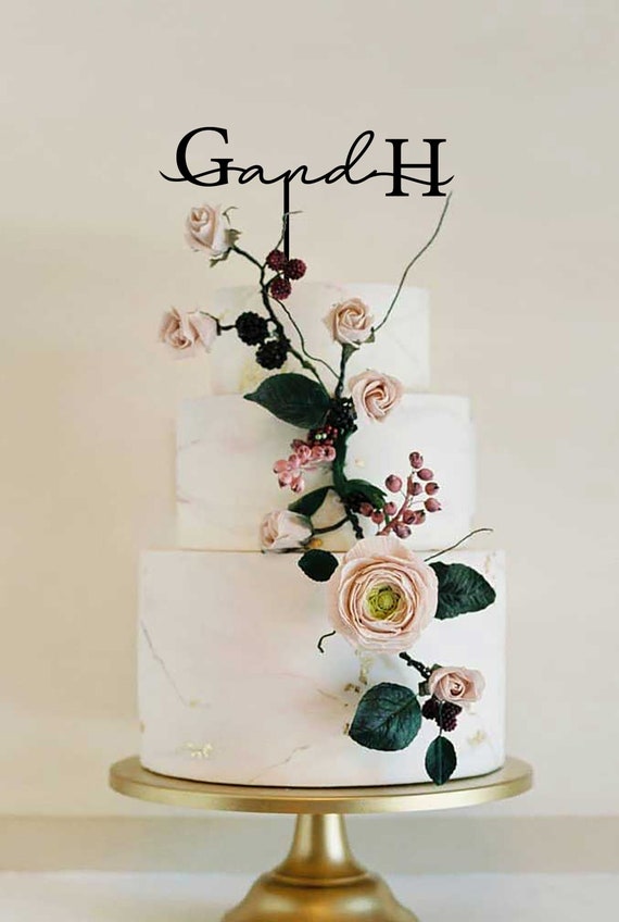Rustic Initial Cake Topper Monogram Cake Topper