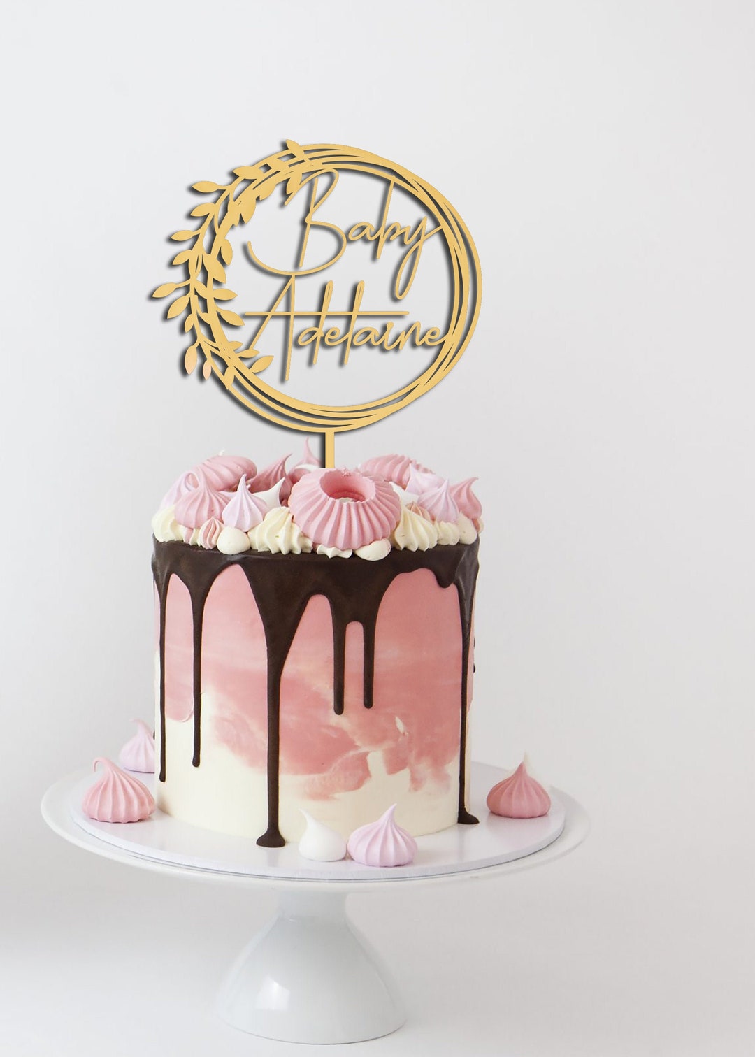 Leaf Wreath Round Circle Personalised Cake Topper Birthday Cake ,custom ...