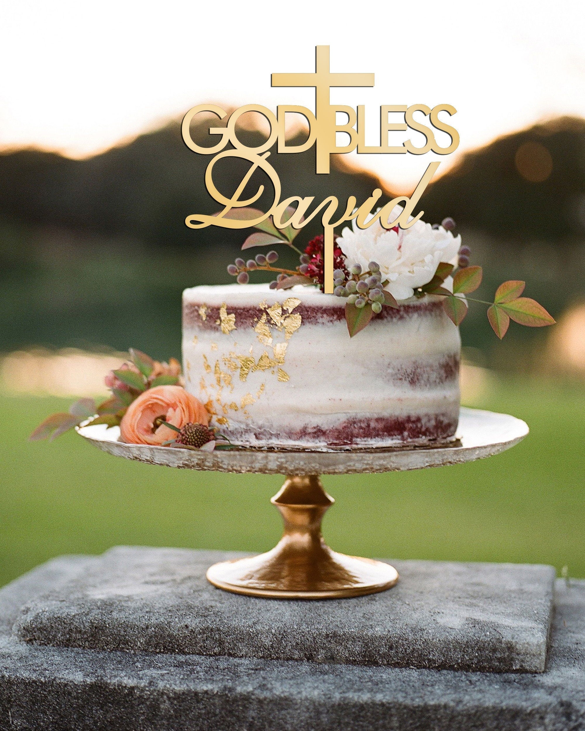 God Bless Cake Topper Custom Christening Cake Topper First - Etsy