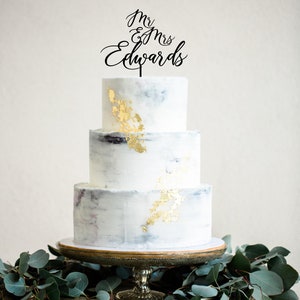 Personalized Cursive Cake Topper Custom Wedding Cake Topper - Etsy