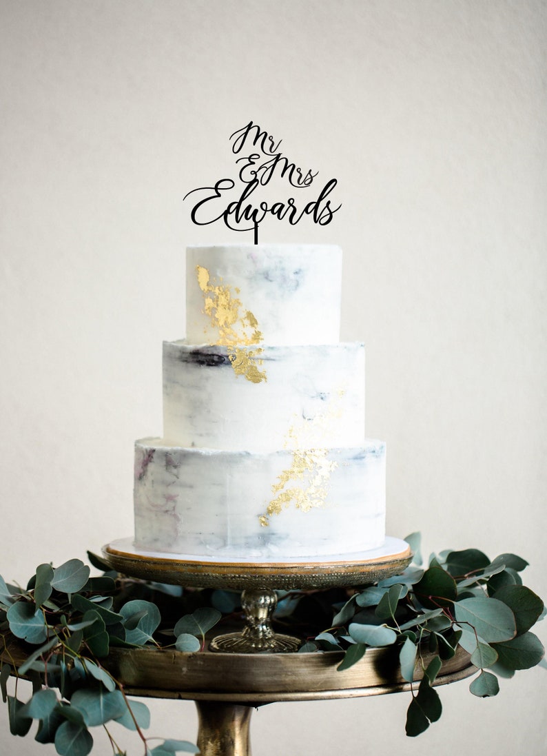 Personalized Cursive Cake Topper Custom Wedding Cake Topper - Etsy