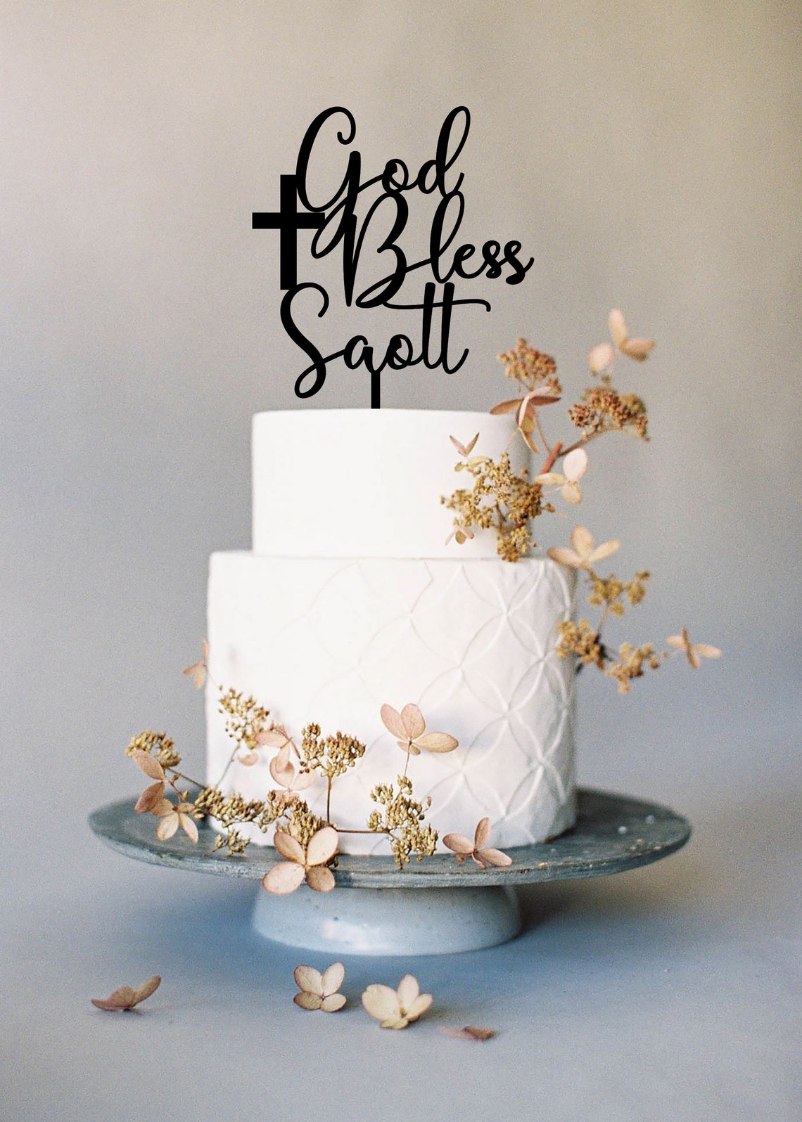 Personalized God Bless Cake Topper Custom Christening Cake - Etsy