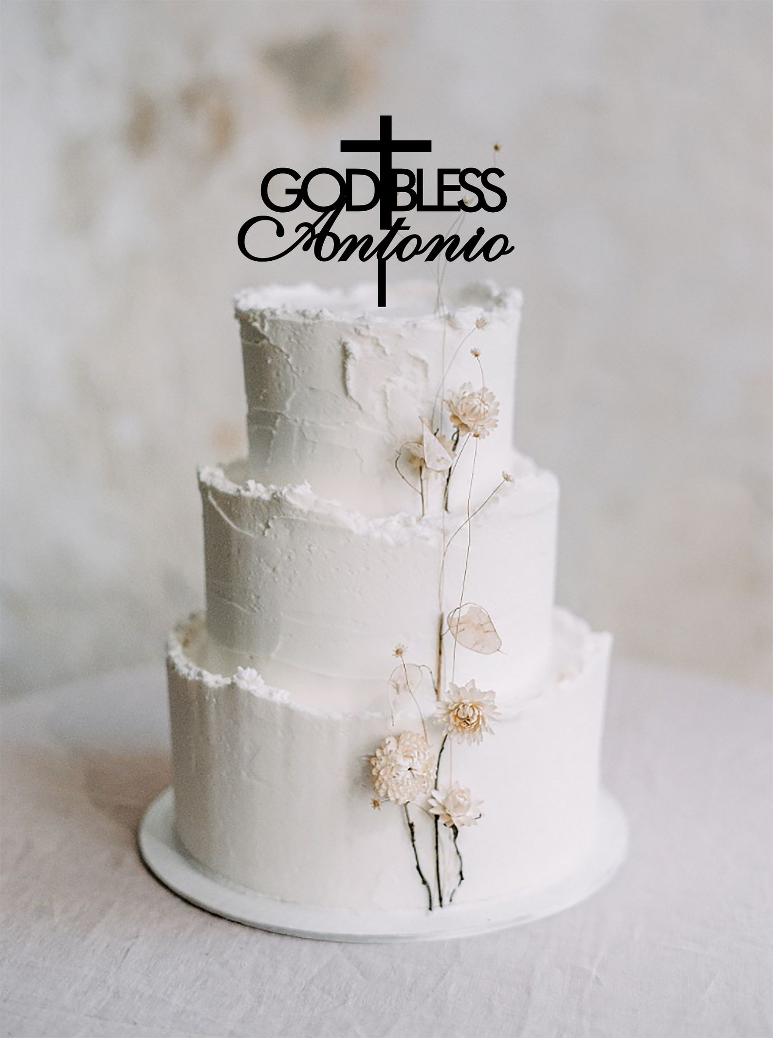 God Bless Cake Topper Custom Christening Cake Topper First - Etsy