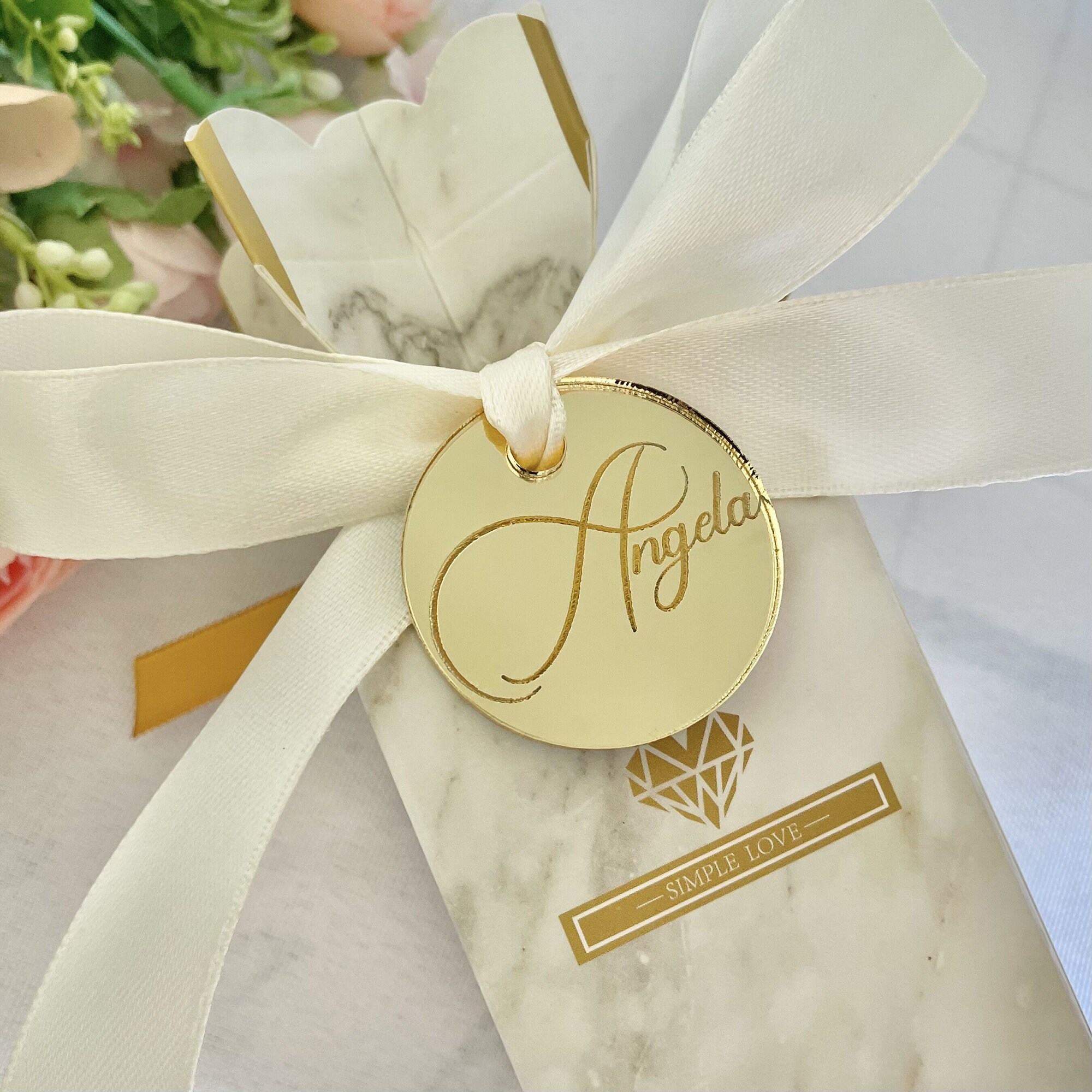 Gold Acrylic Mirror Tags Valentines Day Reception Token | Etsy