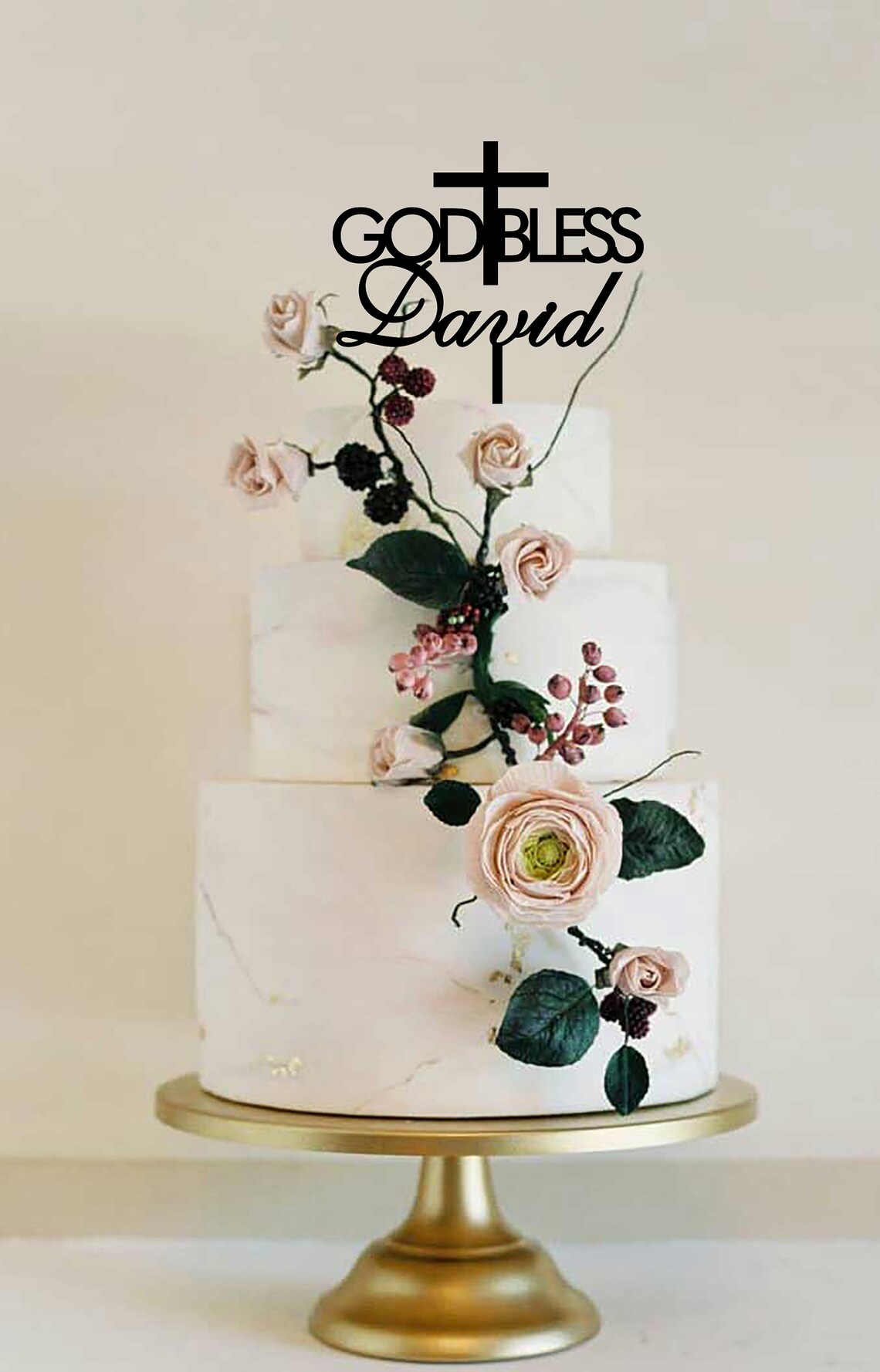 God Bless Cake Topper Custom Christening Cake Topper First - Etsy