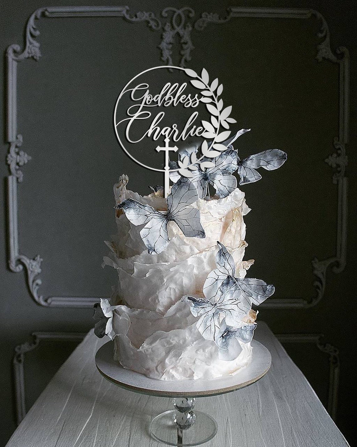 Rustic Baptism Cake Topper Personalized First Communion Cake - Etsy