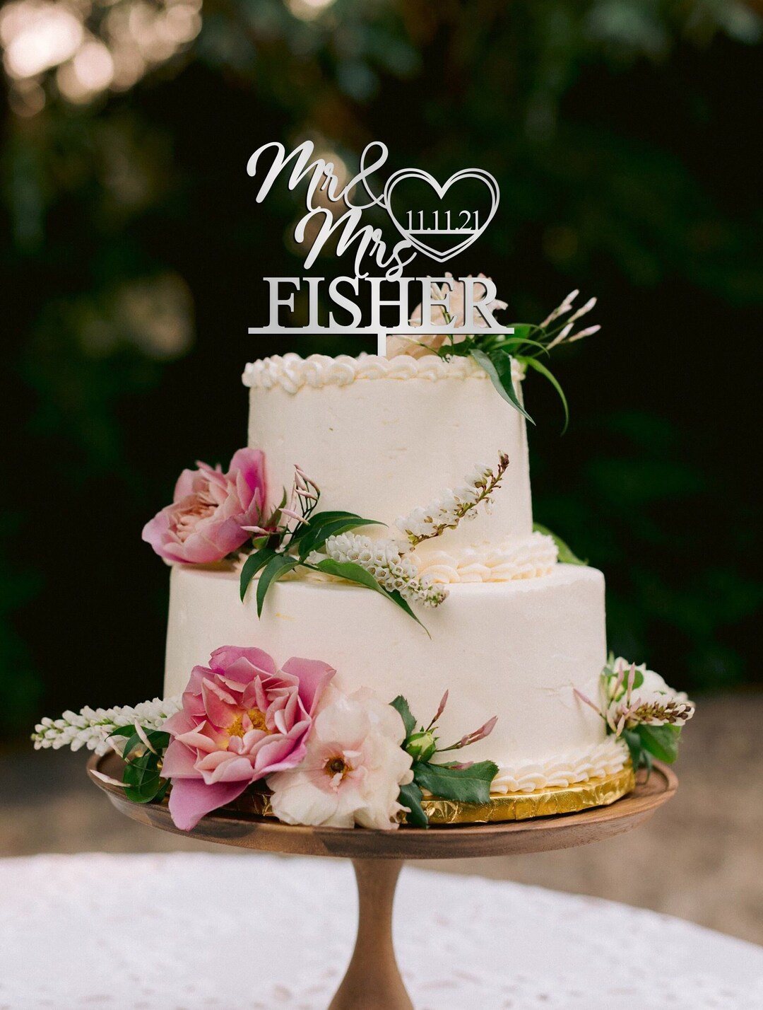 Custom Anniversary Cake Topper With Date Rustic Personalized Wedding ...