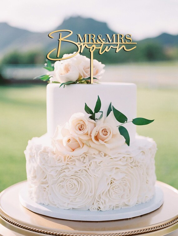 Rustic Wedding Cake Topper Personalized Wedding Cake Topper Custom Wedding Cake Topper Mr and Mrs Cake Topper Etsy