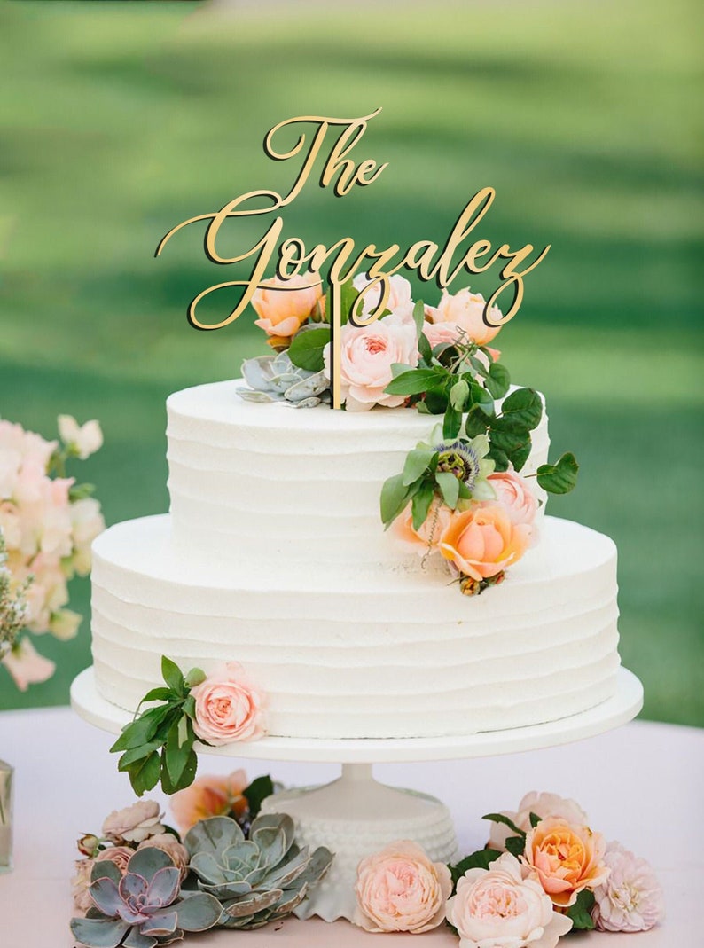 Personalized Cursive Cake Topper Custom Wedding Cake Topper - Etsy