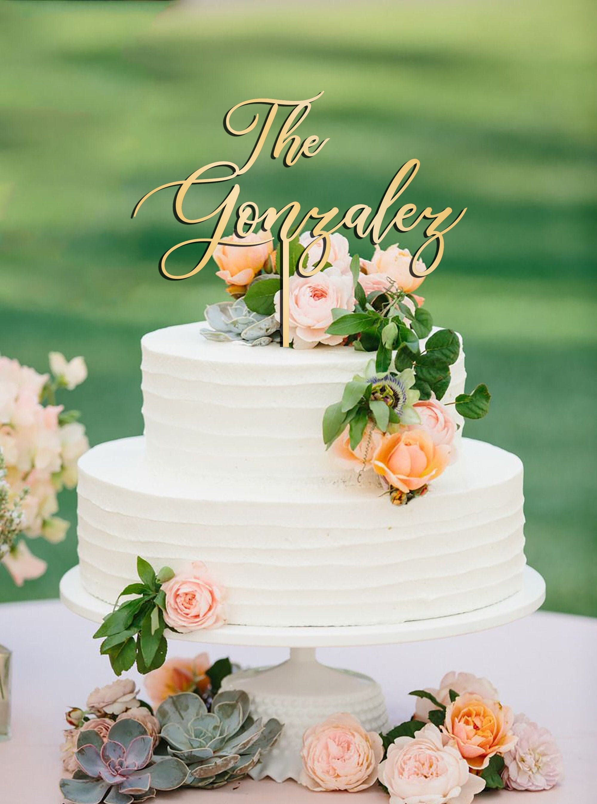 Personalized Cursive Cake Topper Custom Wedding Cake Topper - Etsy