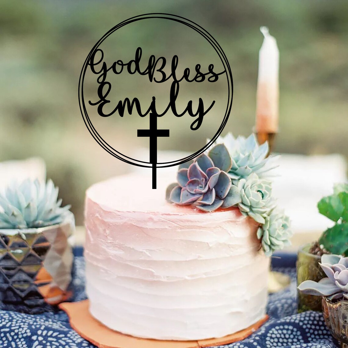 Personalized First Communion Cake Toppers Rustic Baptism - Etsy