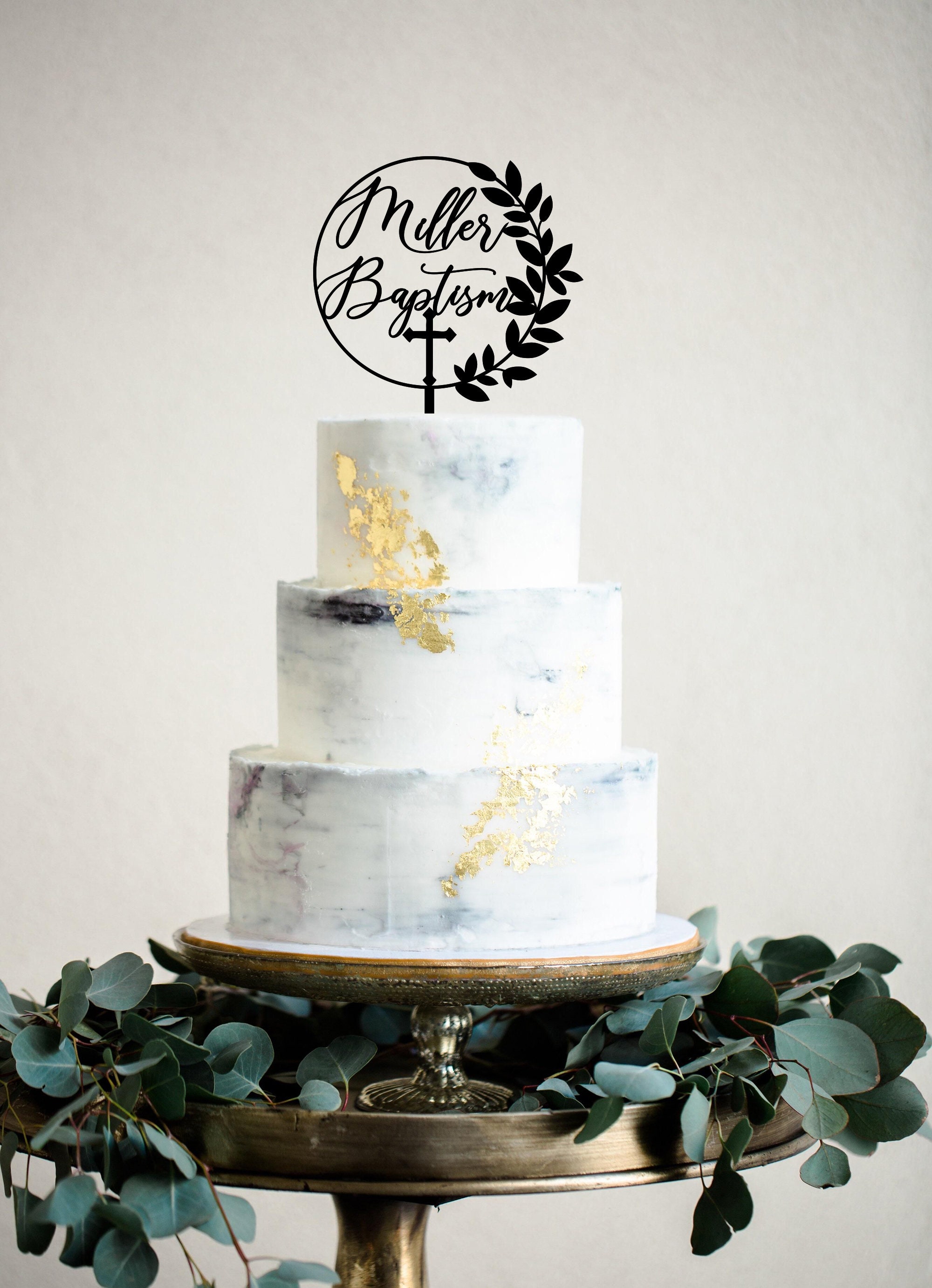 Rustic Baptism Cake Topper Personalized First Communion Cake - Etsy