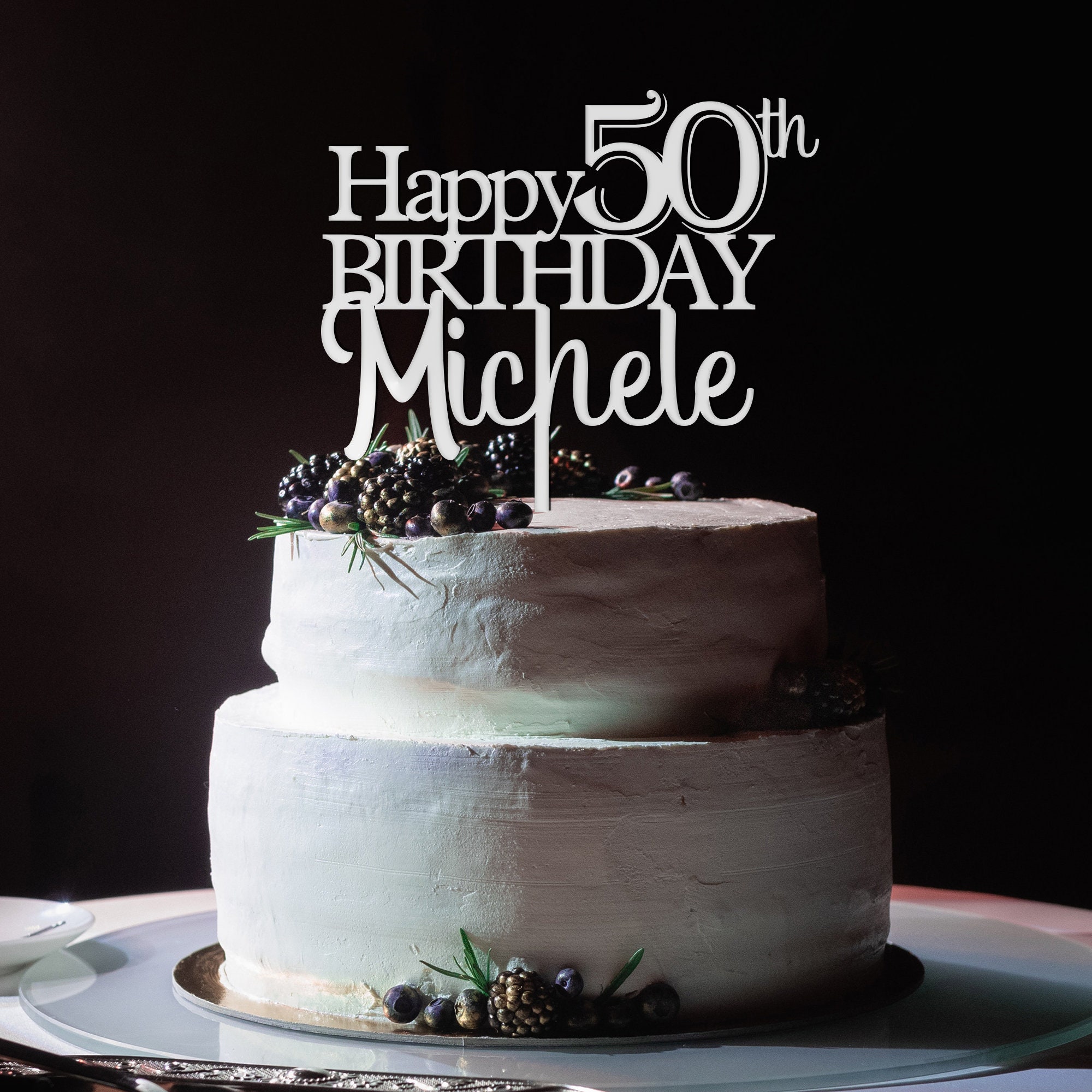 50 Birthday Cake Topper 50th Birthday Cake Topper Fifty - Etsy