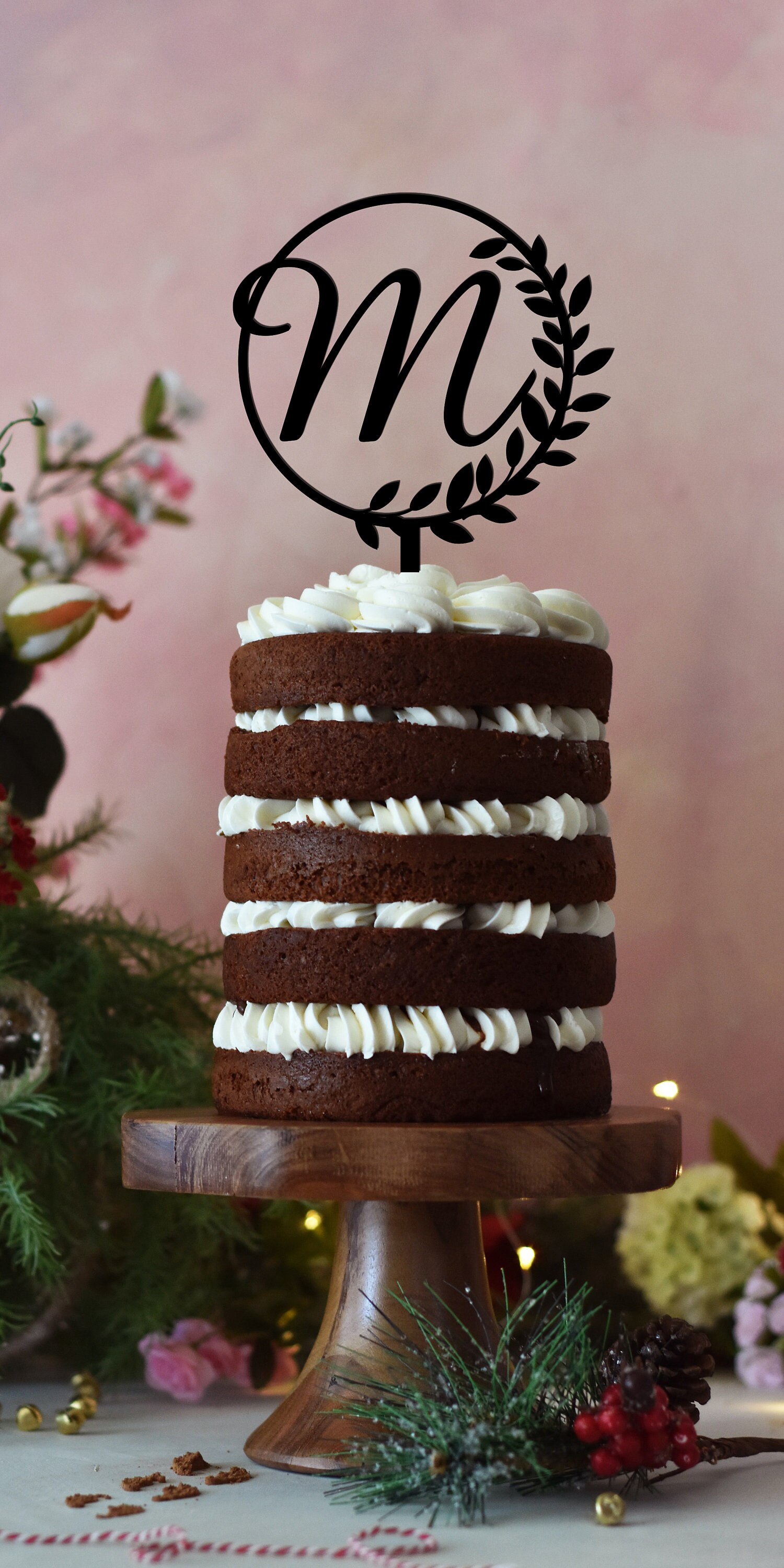 Personalized Wooden Cake Topper. Script Letter Cake Topper. - Etsy