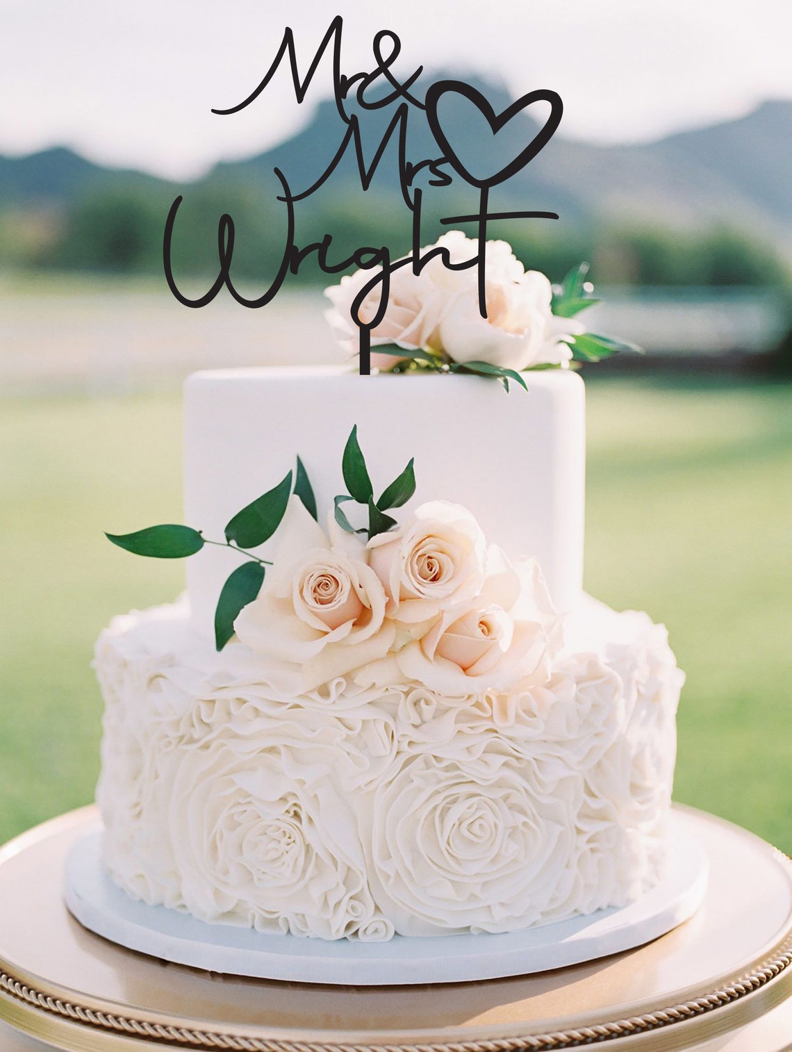 Wedding Cake Topper With Heart Custom Bridal shower | Etsy