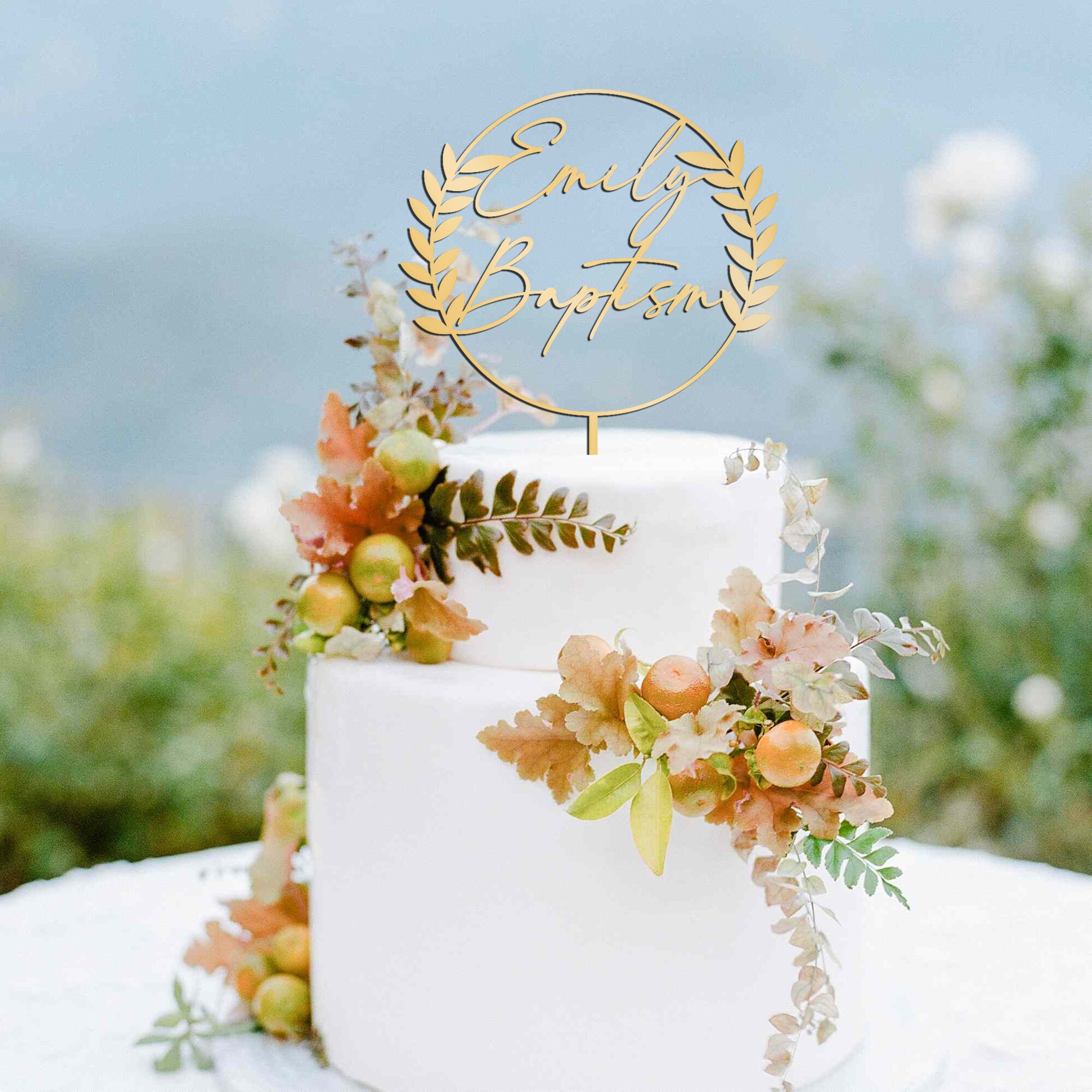 Rustic Baptism Cake Topper Personalized First Communion Cake | Etsy