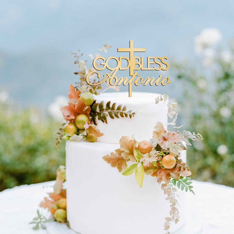 God Bless Cake Topper Custom Christening Cake Topper First - Etsy