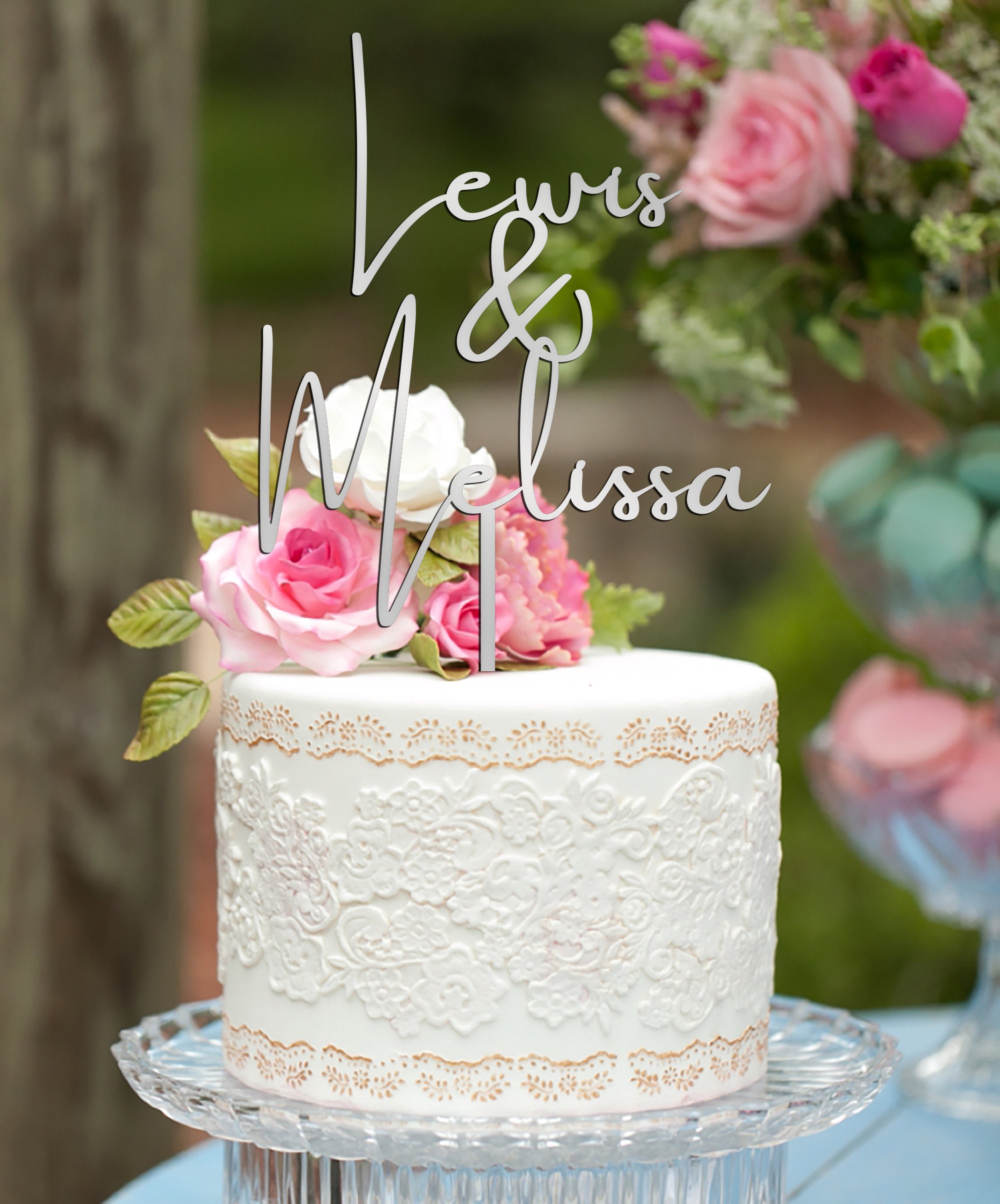 Mr and Mrs Cake Toppers for Wedding Gold Personalized | Etsy