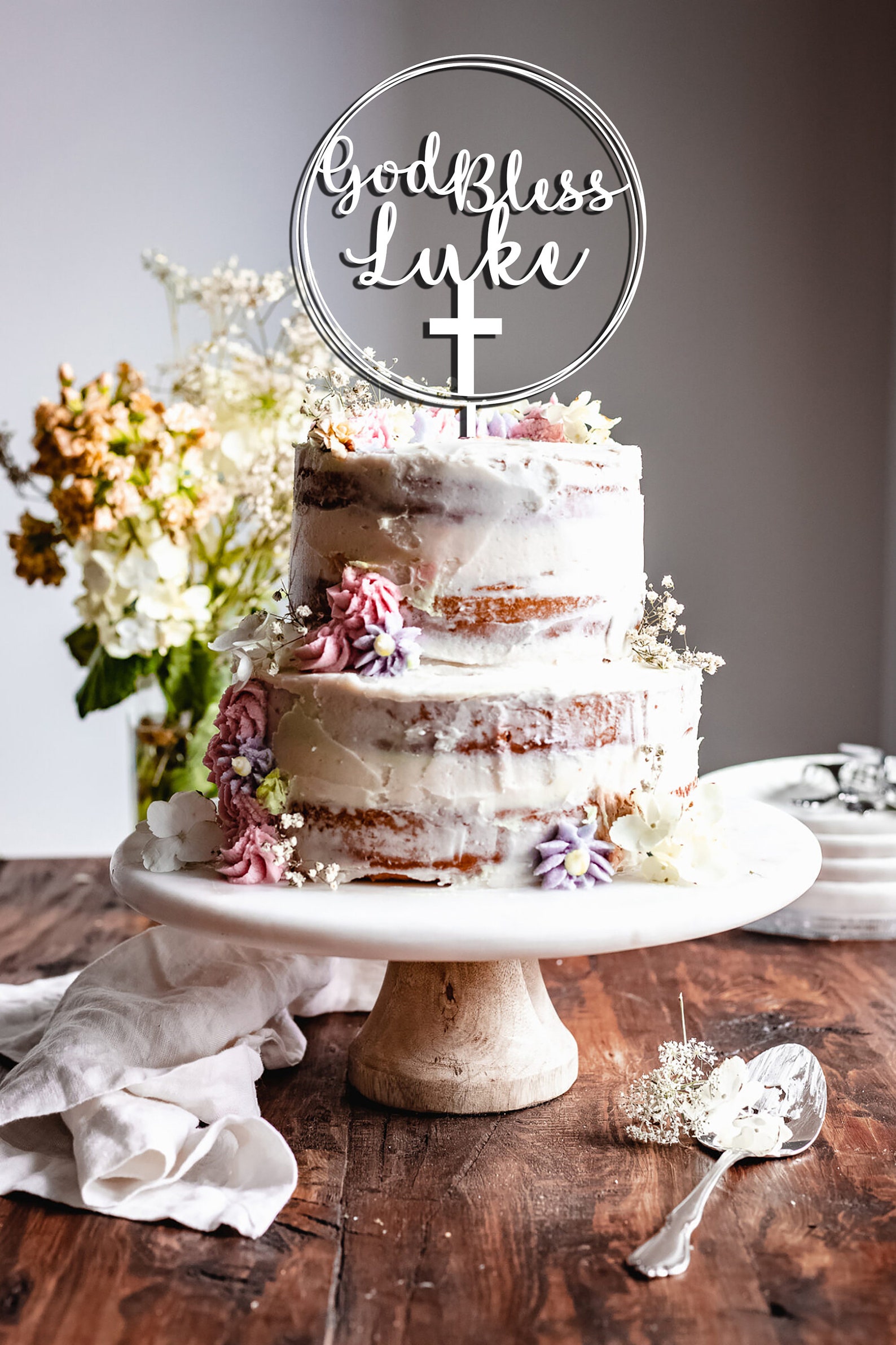 Personalized First Communion Cake Toppers Rustic Baptism - Etsy