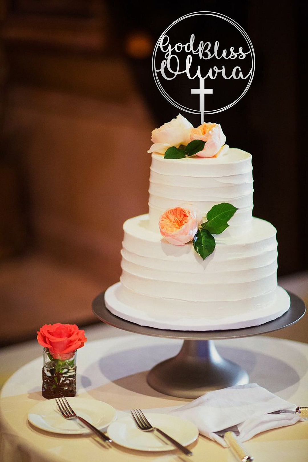 Personalized First Communion Cake Toppers Rustic Baptism Cake Topper ...