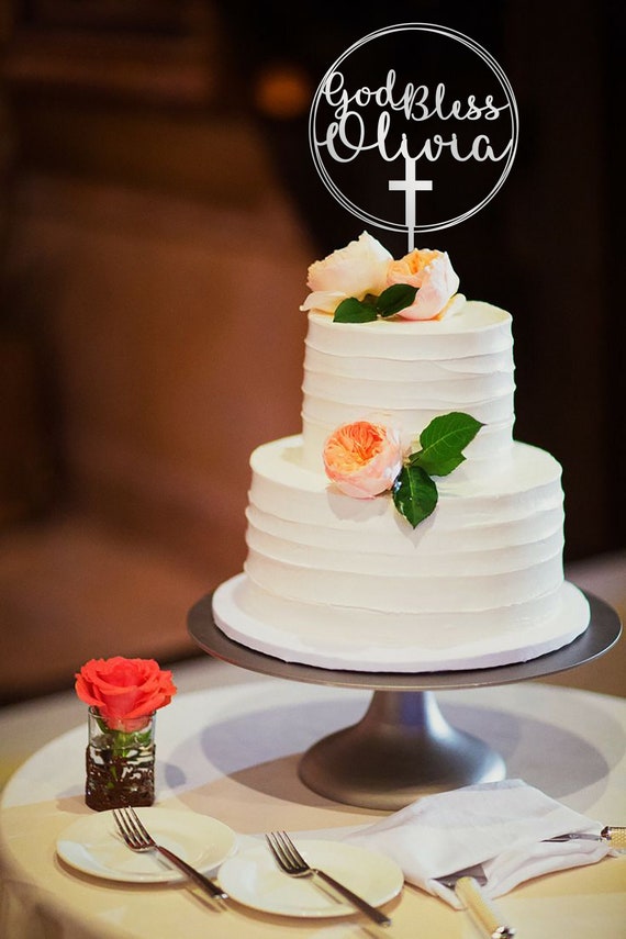 Personalized First Communion Cake Toppers Rustic Baptism | Etsy
