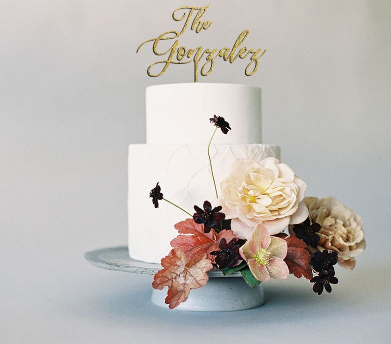 Personalized Cursive Cake Topper Custom Wedding Cake Topper - Etsy
