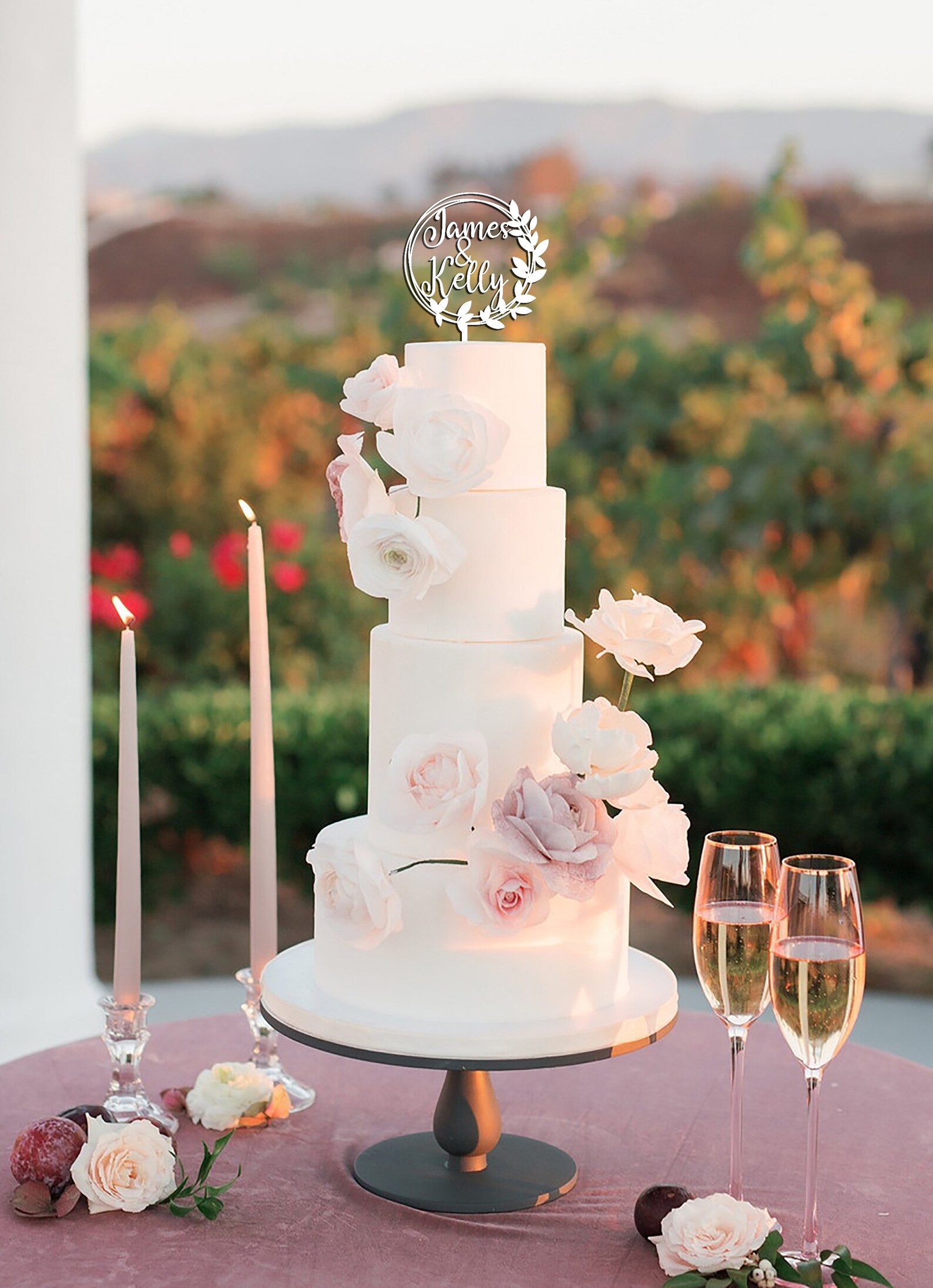 Monogram Cake Topperrustic Cake Topper With - Etsy