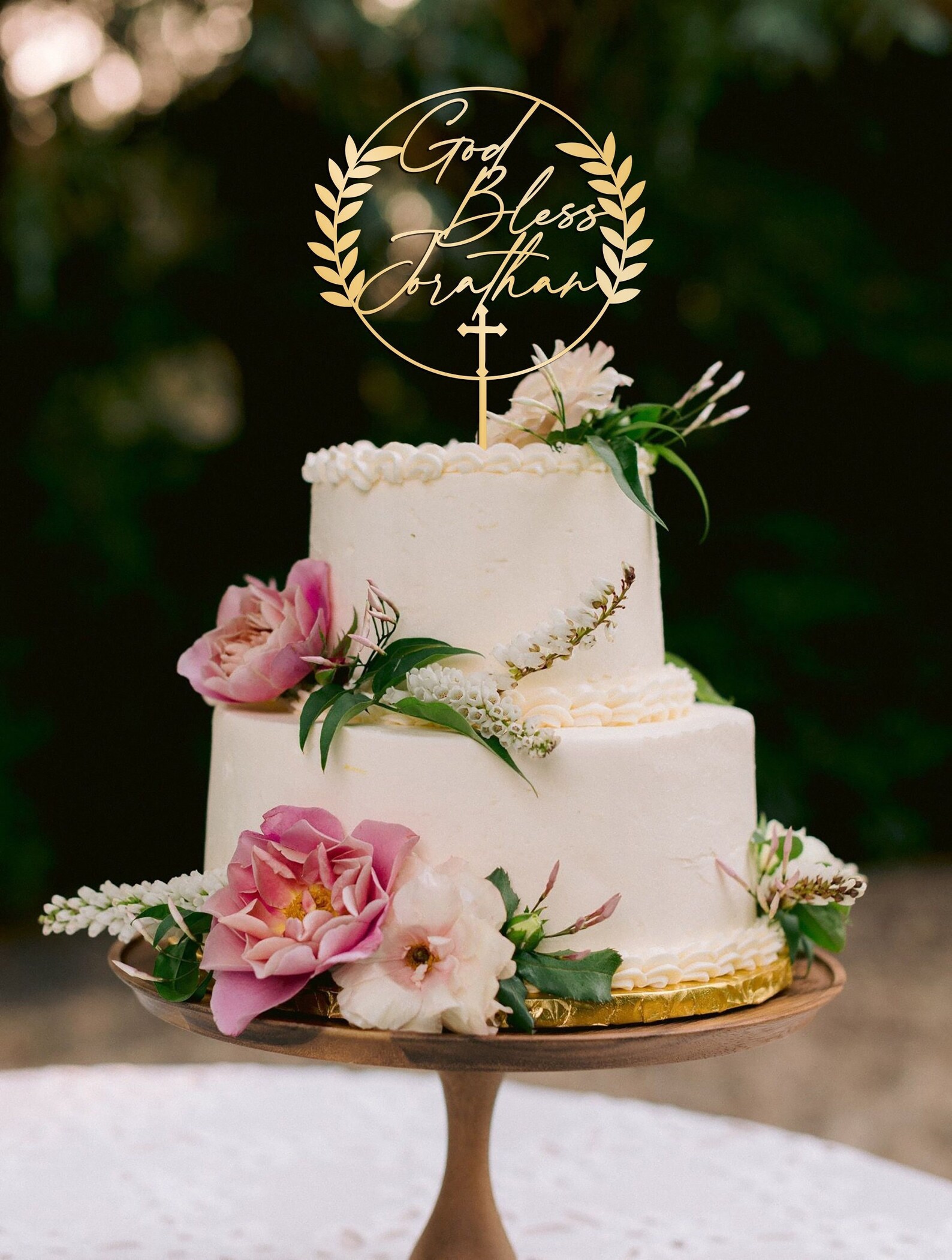 Rustic Baptism Cake Topper Personalized First Communion Cake - Etsy