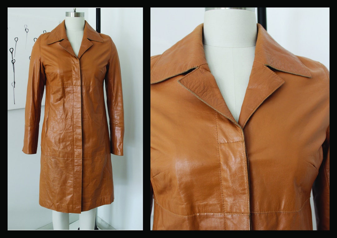 Vintage Hennes Womans Leather Coat,slimfitted Coat, Size S,size36,size6 ...