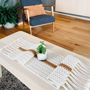 Handmade Crochet Table Runner, Table Runner Farmhouse, Macrame Table ...