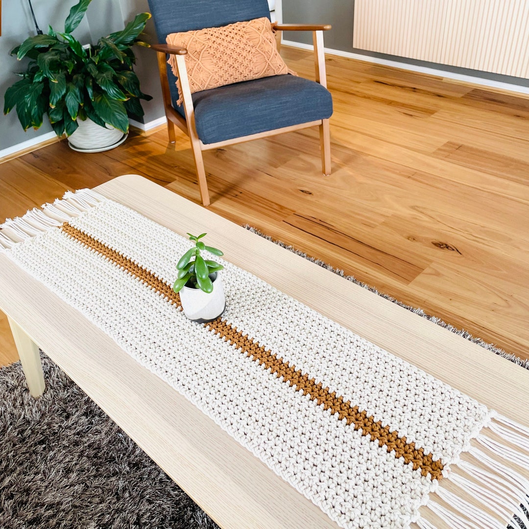 Handmade Crochet Table Runner, Table Runner Farmhouse, Macrame Table ...