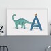 Letter A, Apatosaurus Dinosaur Illustration, Alphabet Dinosaur Wall Art ...