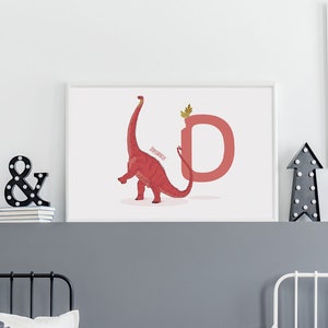 Letter D, Diplodocus Dinosaur Illustration, Alphabet Dinosaur Wall Art ...