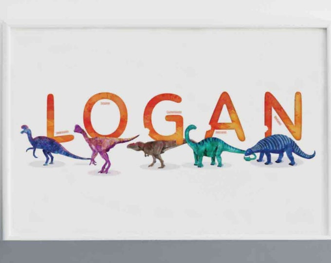 Max Watercolour Dinosaurs Printable, Horizontal Name Poster ...