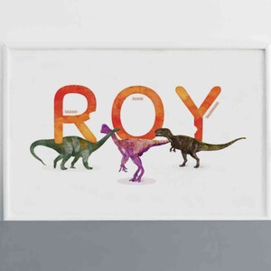 Roy Watercolour Dinosaurs Printable, Horizontal Name Poster ...