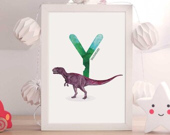 Letter Y Yangchuanosaurus Dinosaur Illustration Alphabet | Etsy
